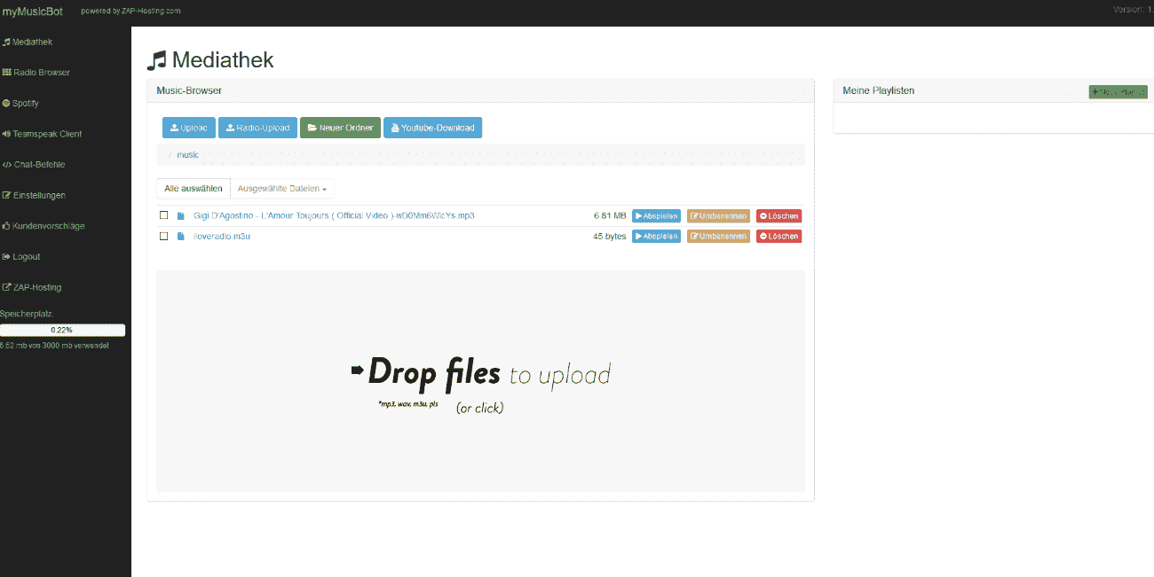 Teamspeak 3 MyMusicBot mieten - ZAP-Hosting.com